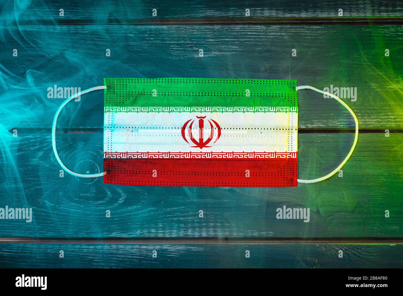 Medical mask for protection against airborne diseases, painted in the ...