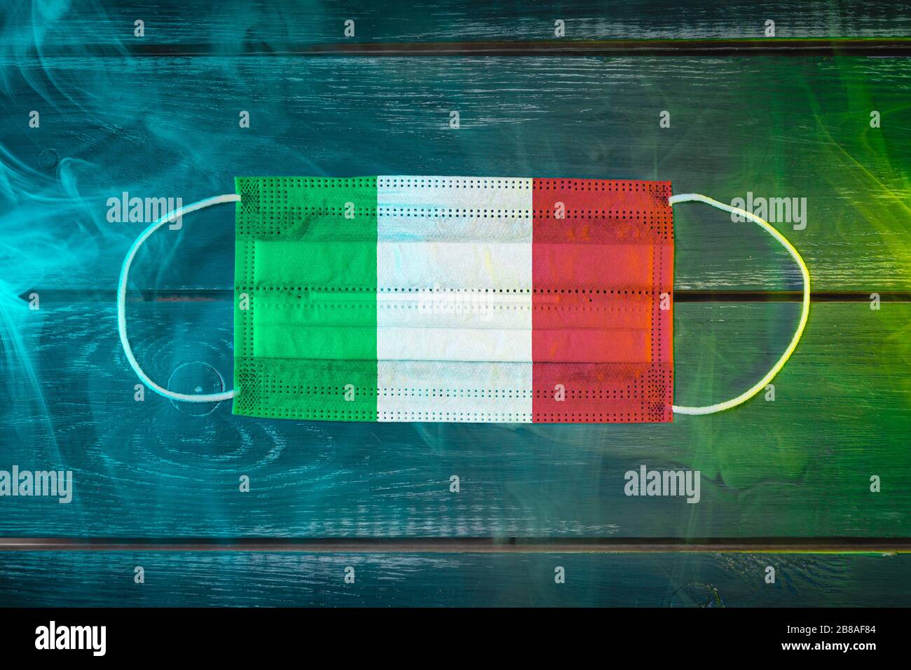 Medical mask for protection against airborne diseases, painted in the ...