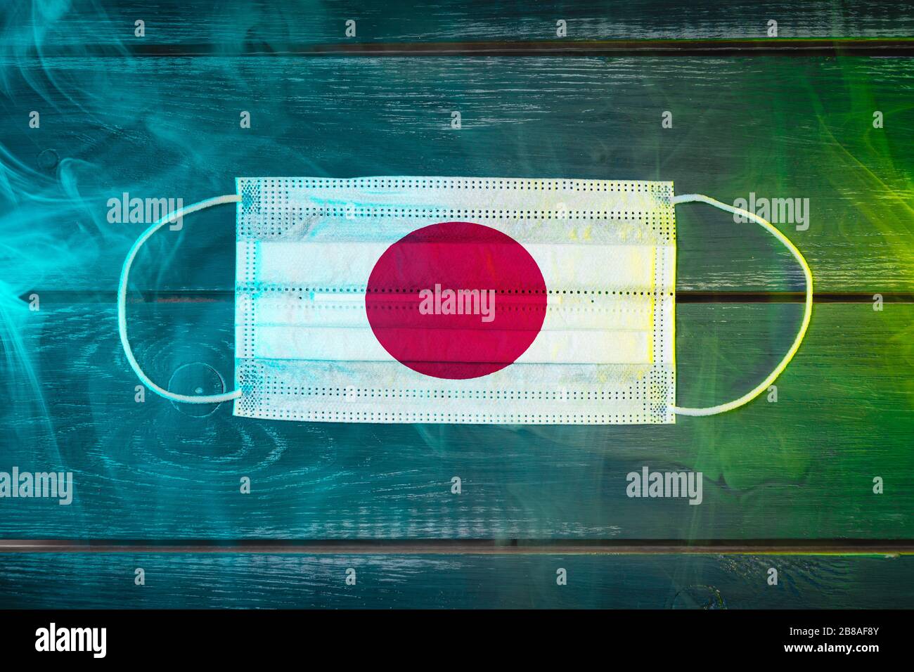 Medical mask for protection against airborne diseases, painted in the ...