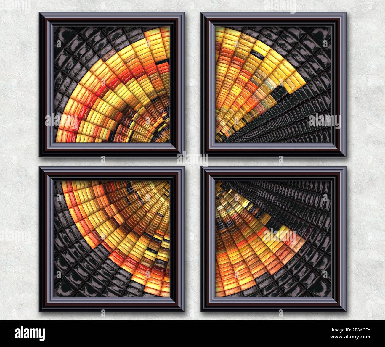 3D rendering puff pixels artwork gallery in elegant frames Stock Photo ...