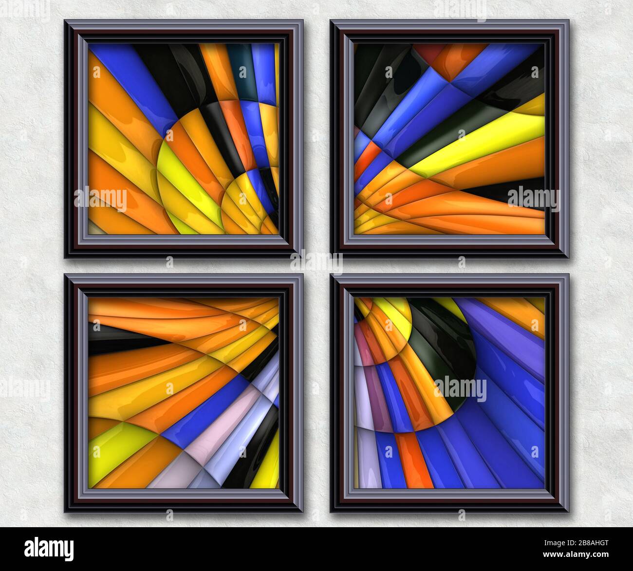 3D rendering puff pixels artwork gallery in elegant frames Stock Photo ...