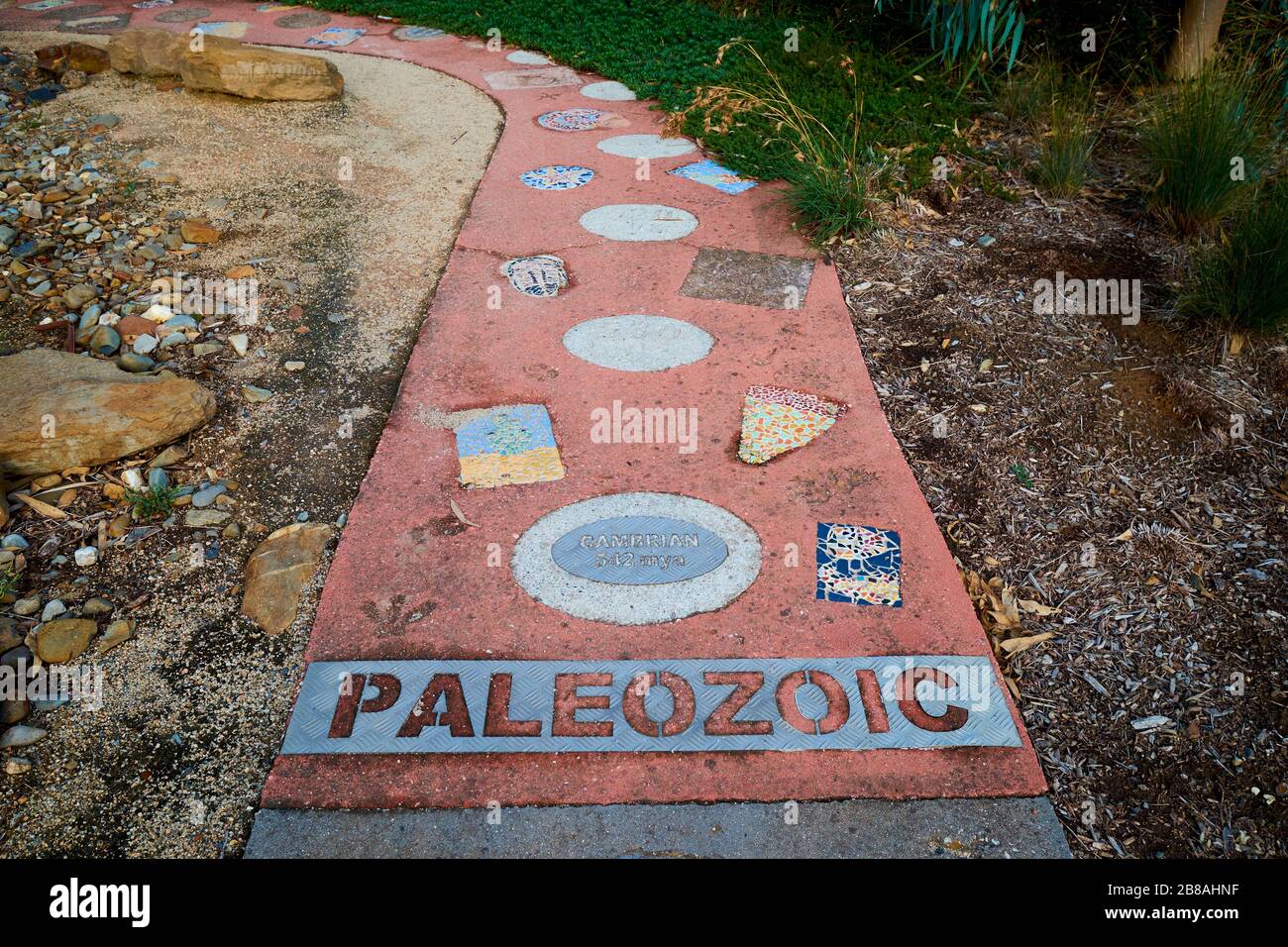 Mosaic walk detail of the Y Water Discovery Centre at the Yea Wetlands ...