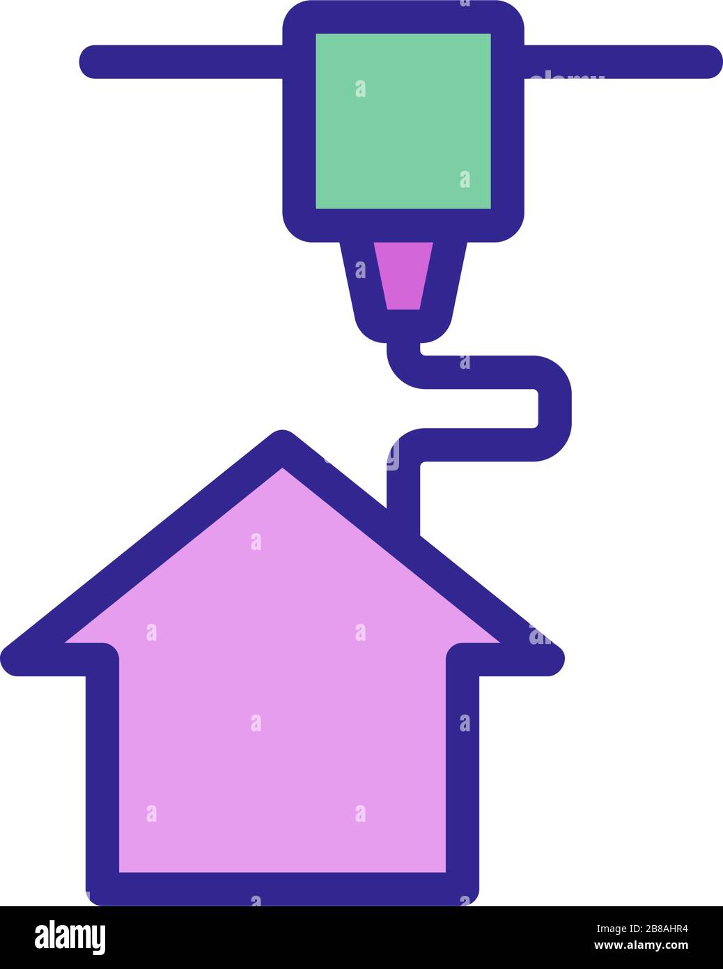 the printer prints house icon vector outline illustration Stock Vector ...