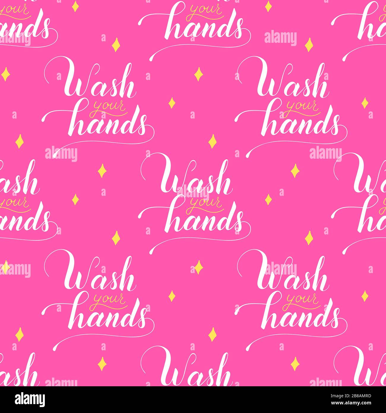 Vector seamless pattern with wash your hands lettering text. Poster ...