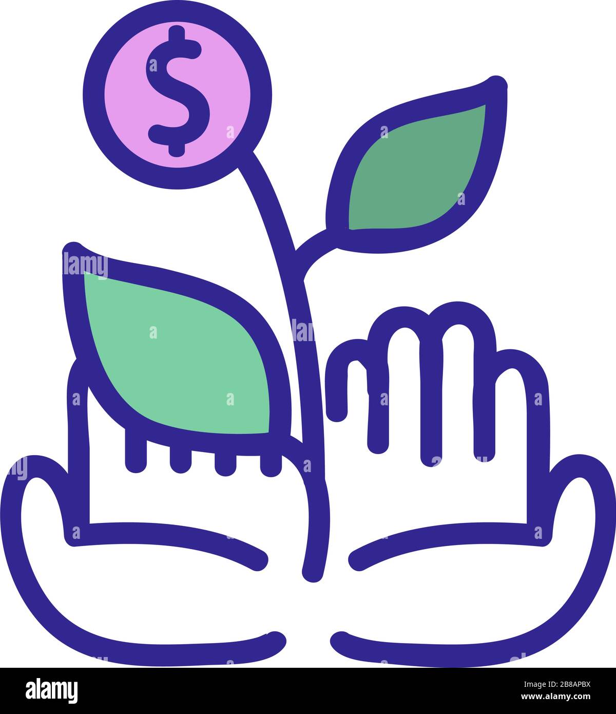 plant the money hands icon vector outline illustration Stock Vector ...