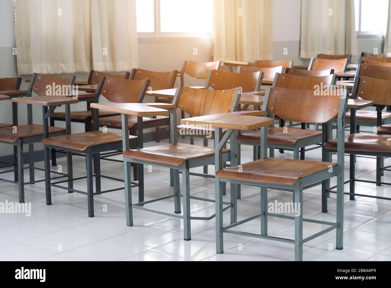 Empty classroom with a lot of chairs with no student. Empty classroom ...