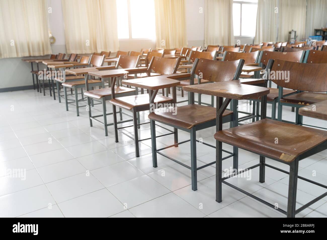 Empty classroom with a lot of chairs with no student. Empty classroom ...
