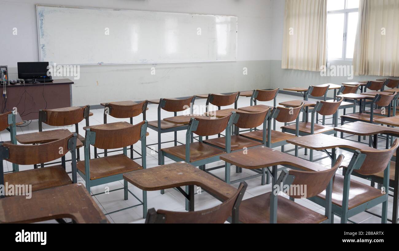 Empty classroom with a lot of chairs with no student. Empty classroom ...
