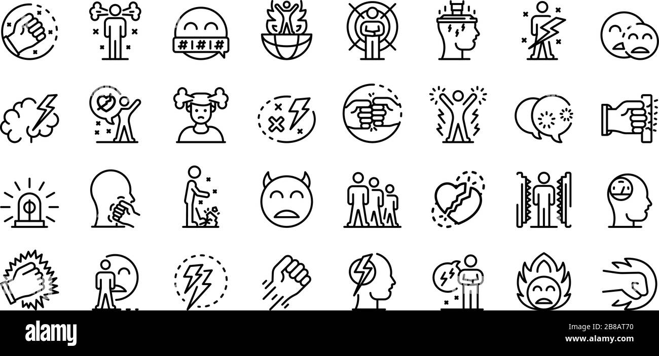 Rage icons set, outline style Stock Vector Image & Art - Alamy