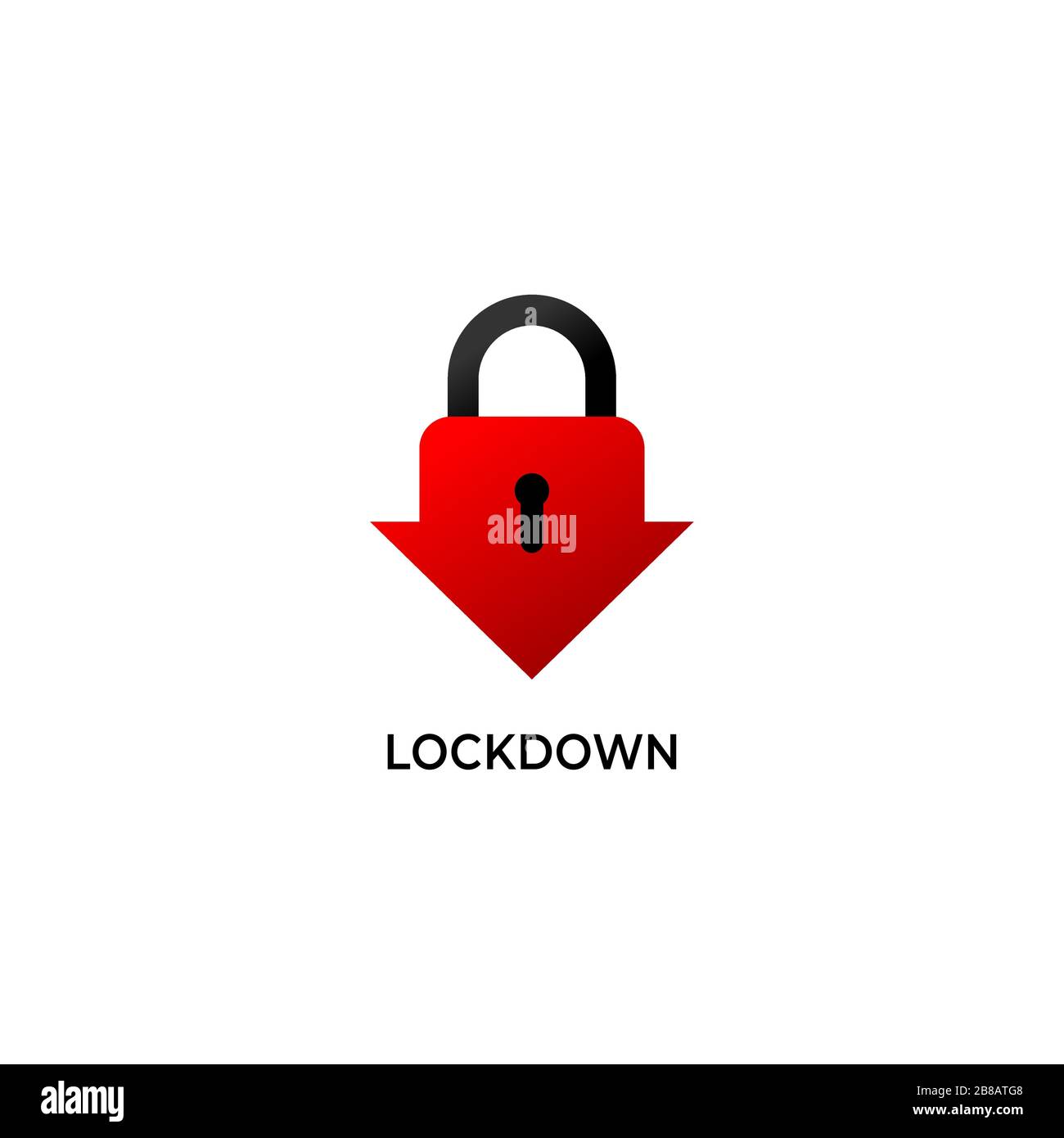 Lockdown sign illustration isolated on white background. Red Down arrow ...