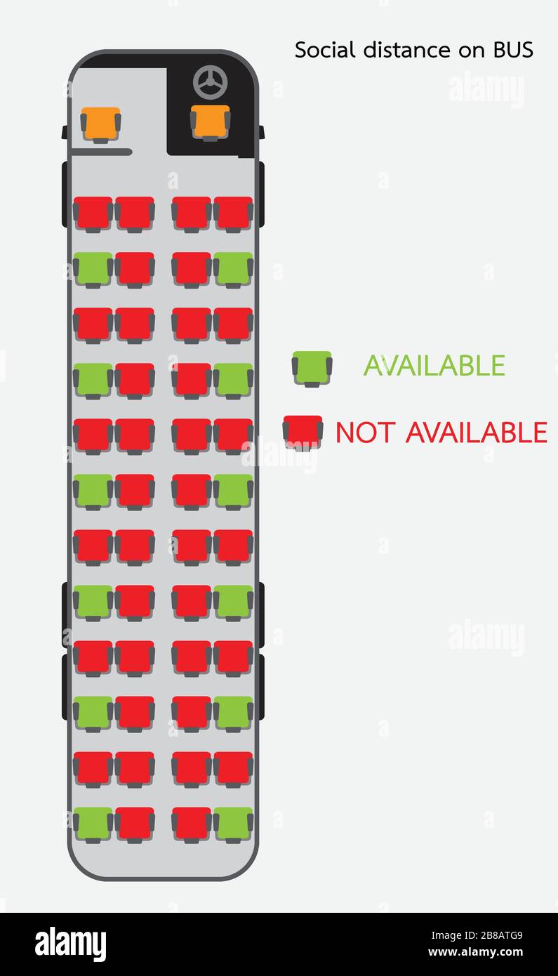 social distance on bus public transportation seat map Stock Vector ...