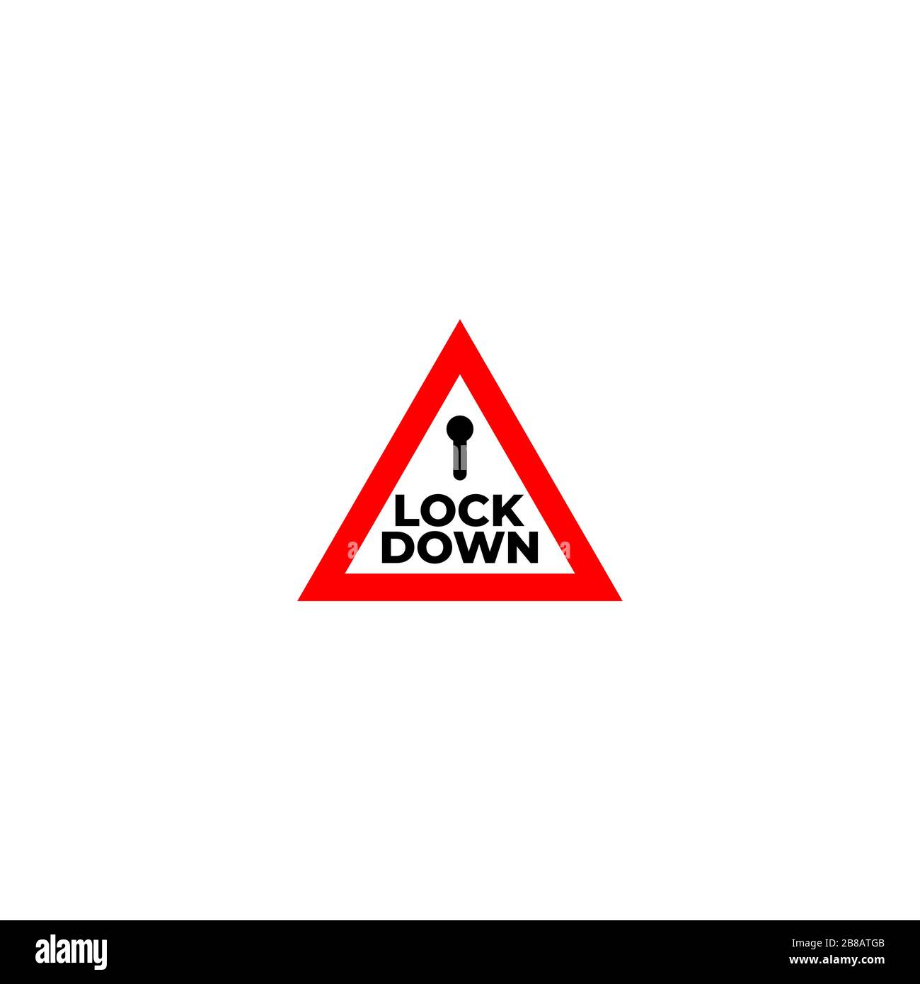 Lockdown sign illustration isolated on white background. Red triangle ...