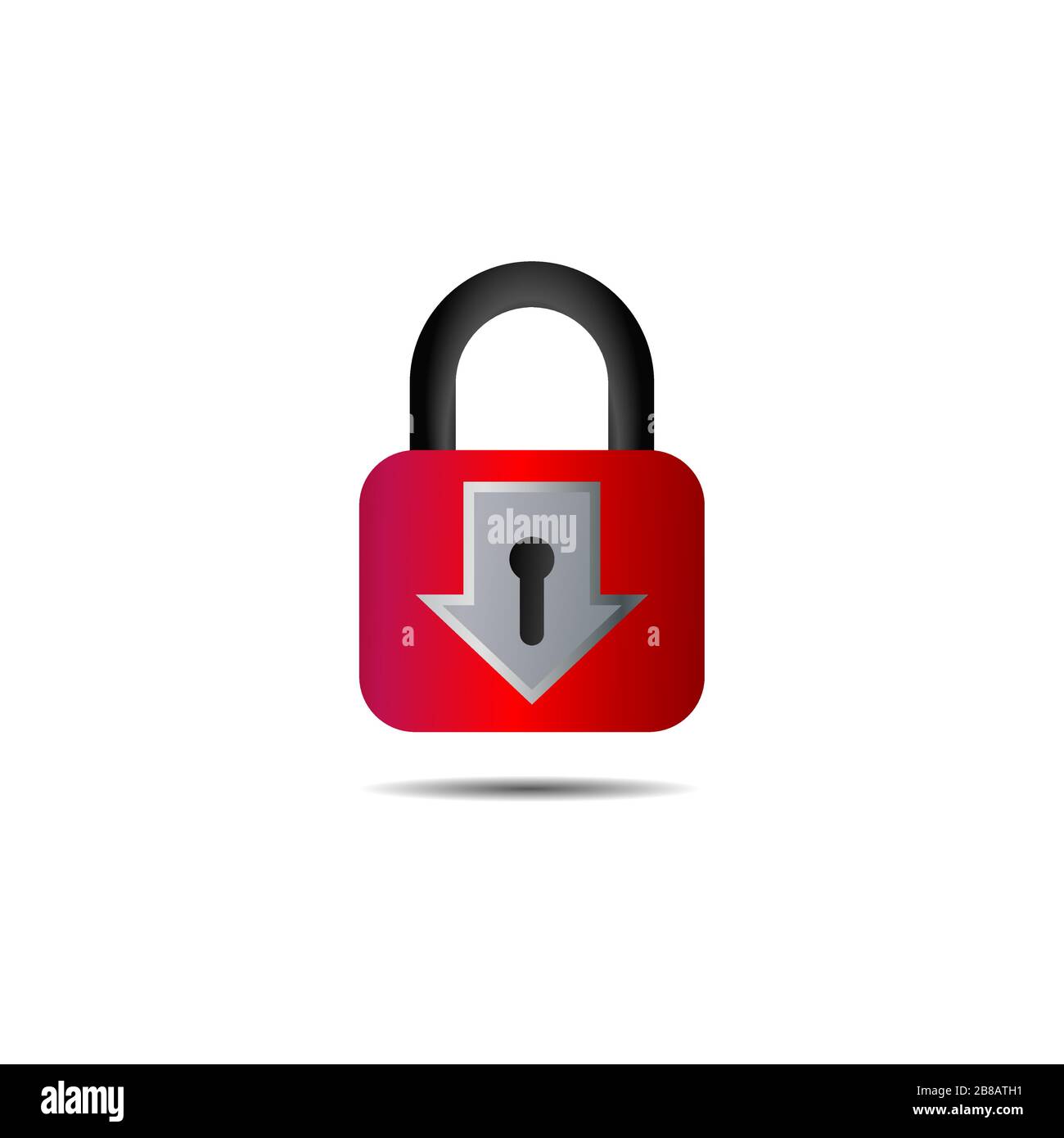 Lockdown sign illustration isolated on white background. Red Down arrow ...