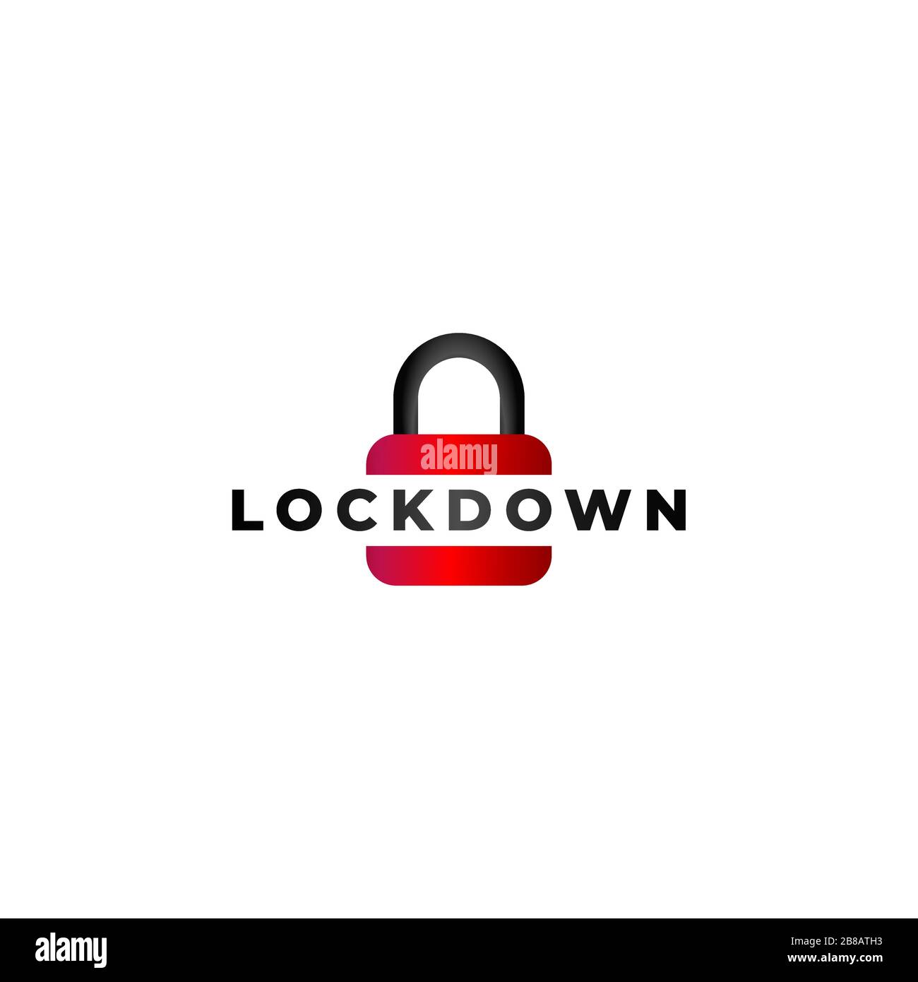 Lockdown sign illustration isolated on white background. Red padlock ...