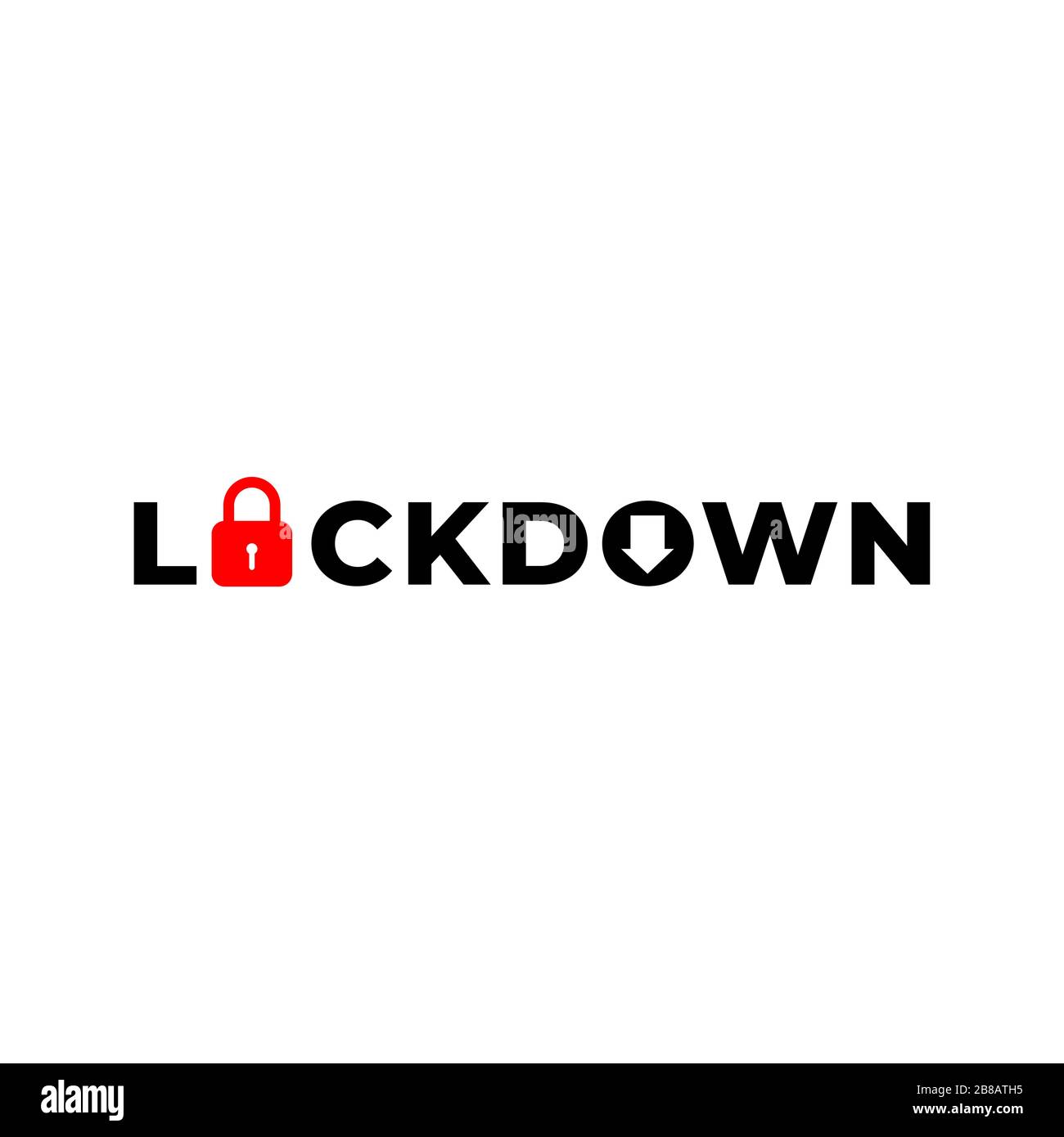 Lockdown sign illustration isolated on white background. Red padlock ...