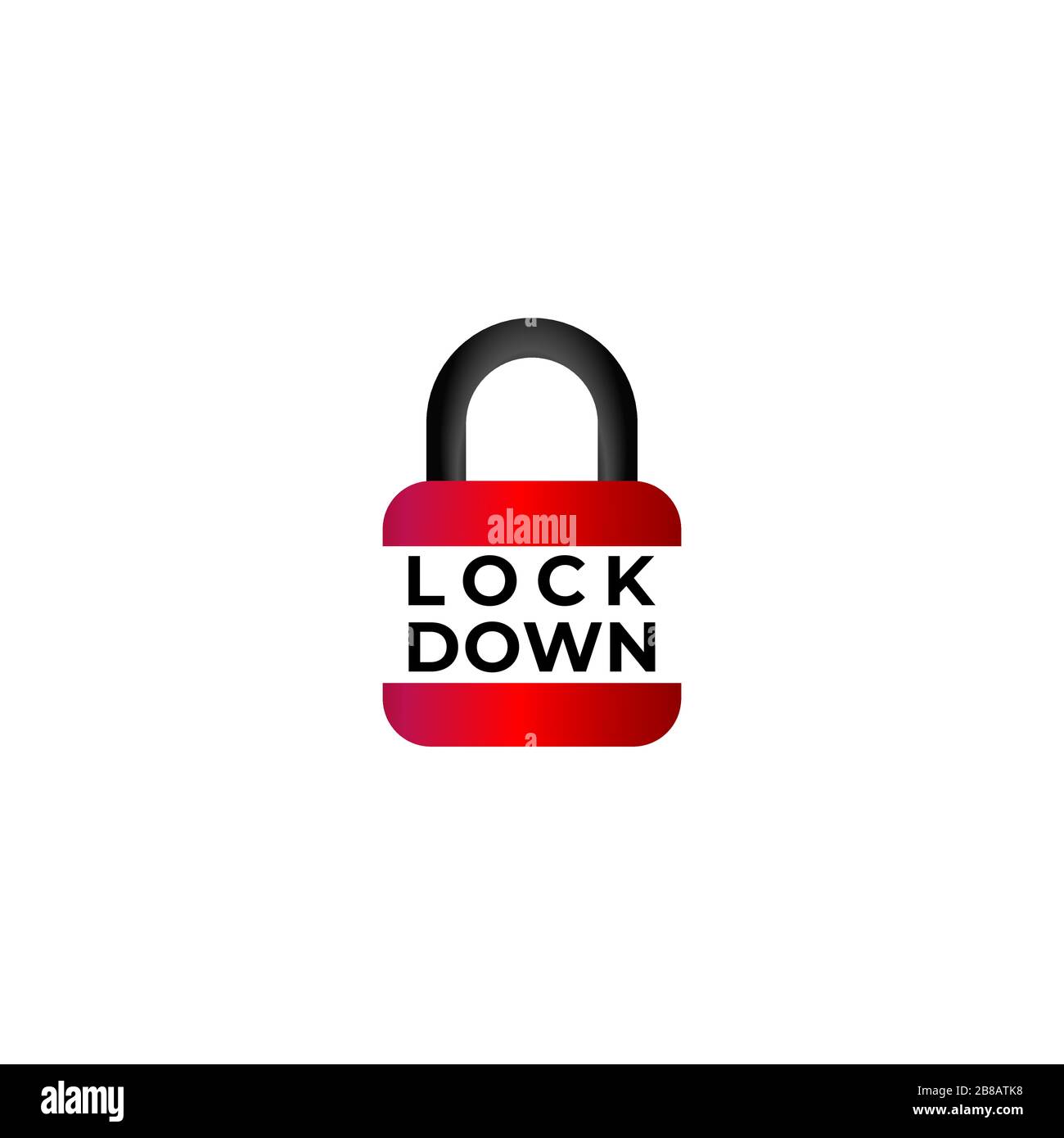 Lockdown sign illustration isolated on white background. Red padlock ...