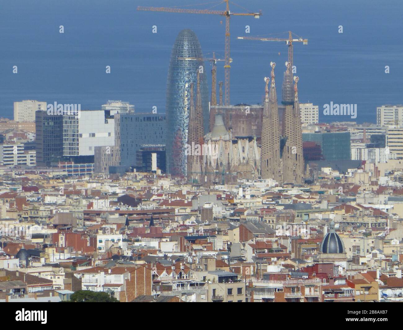 Beautiful view of modern architectural buildings in Barcelona city in ...