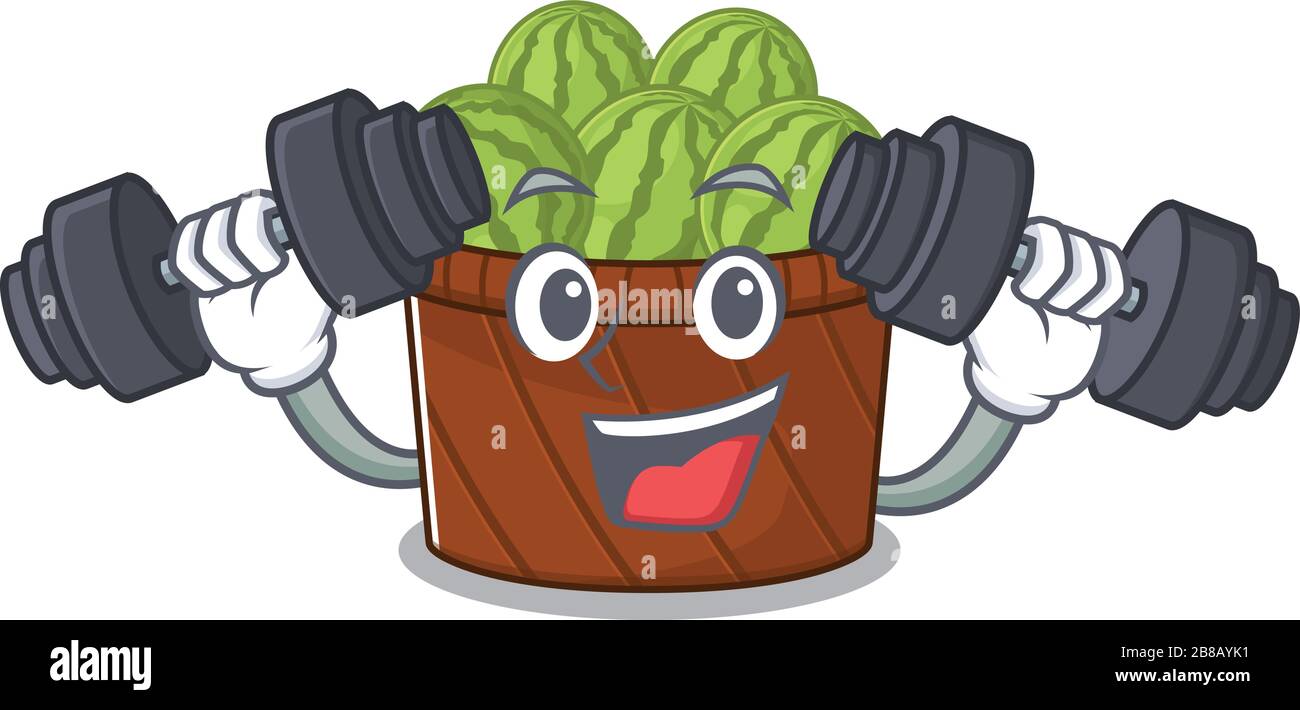Smiley Fitness exercise watermelon fruit basket cartoon character ...