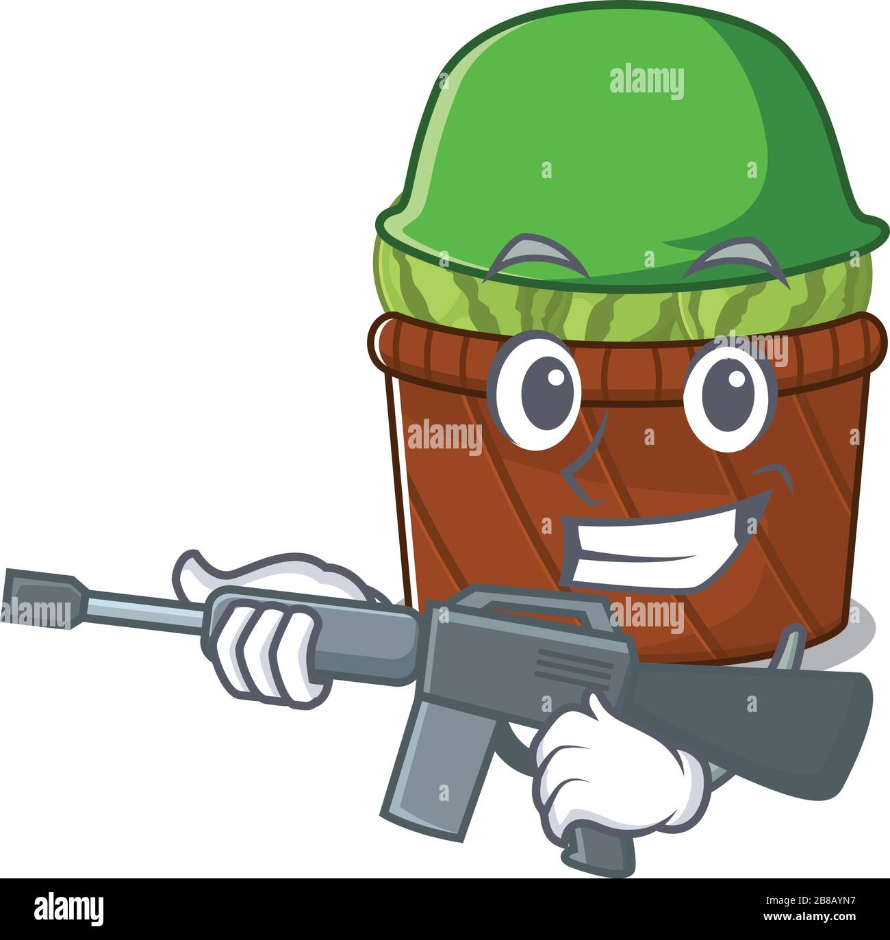 A picture of watermelon fruit basket as an Army with machine gun Stock ...