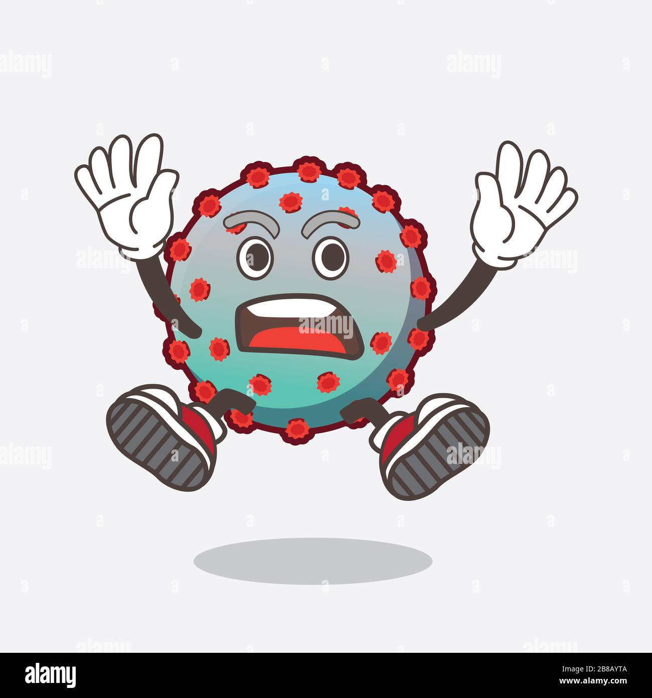 A picture of Virus cartoon mascot character with shocking gesture Stock ...