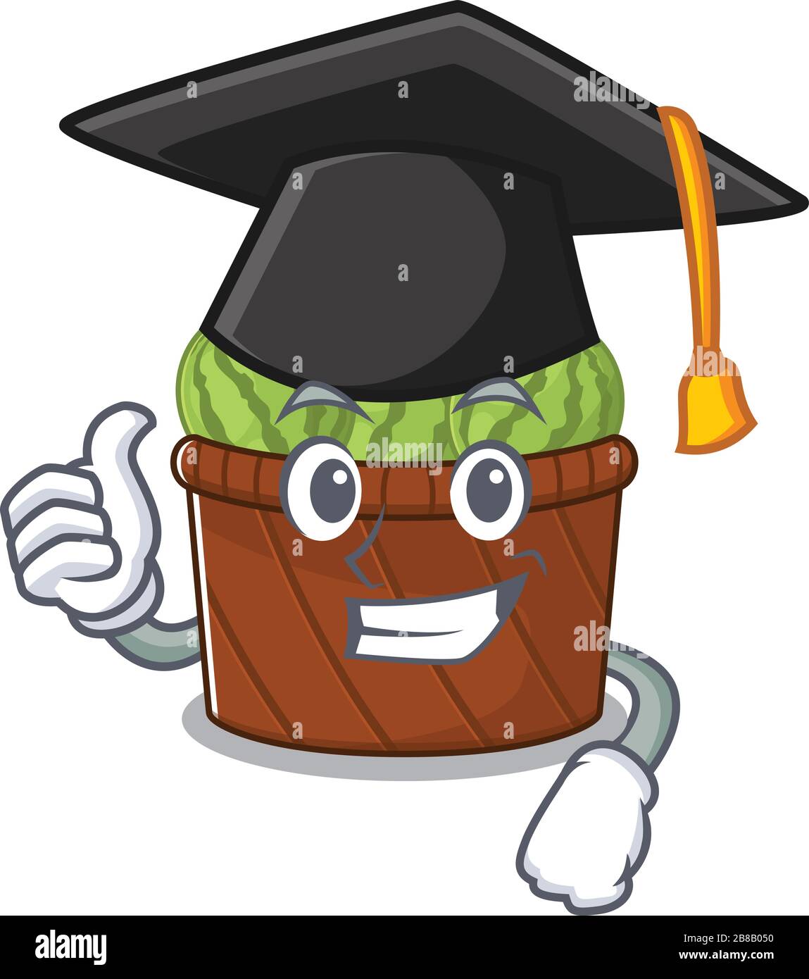 A picture of watermelon fruit basket with black hat for graduation ...