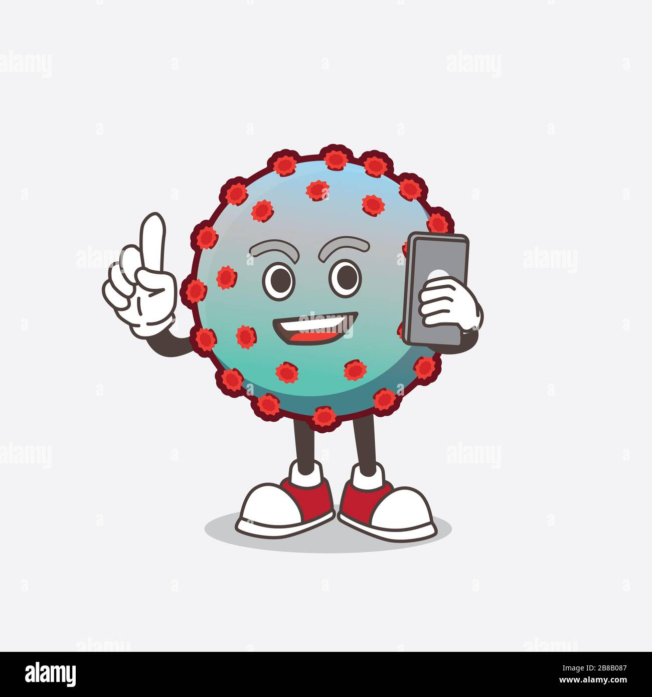 A picture of Virus cartoon mascot character speaking on the phone Stock ...