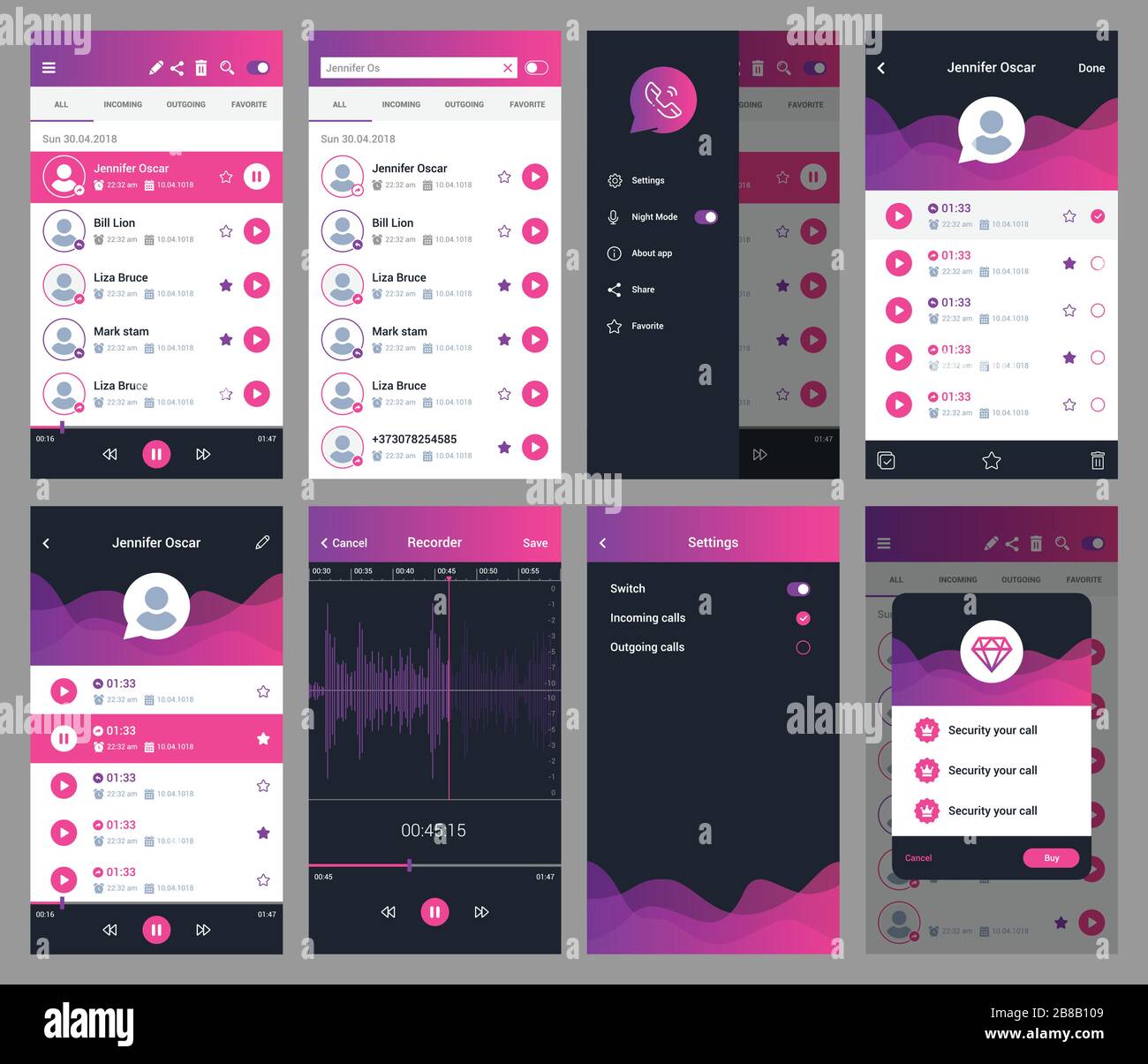 call recorder ui app mobile user interface Stock Vector Image & Art - Alamy
