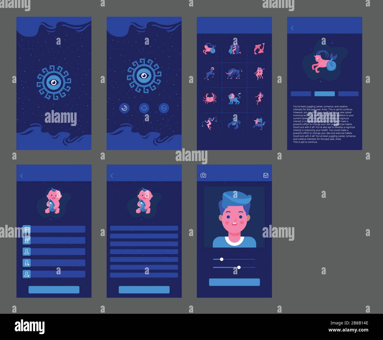 horoscope ui design app mobile user interface vector Stock Vector Image ...