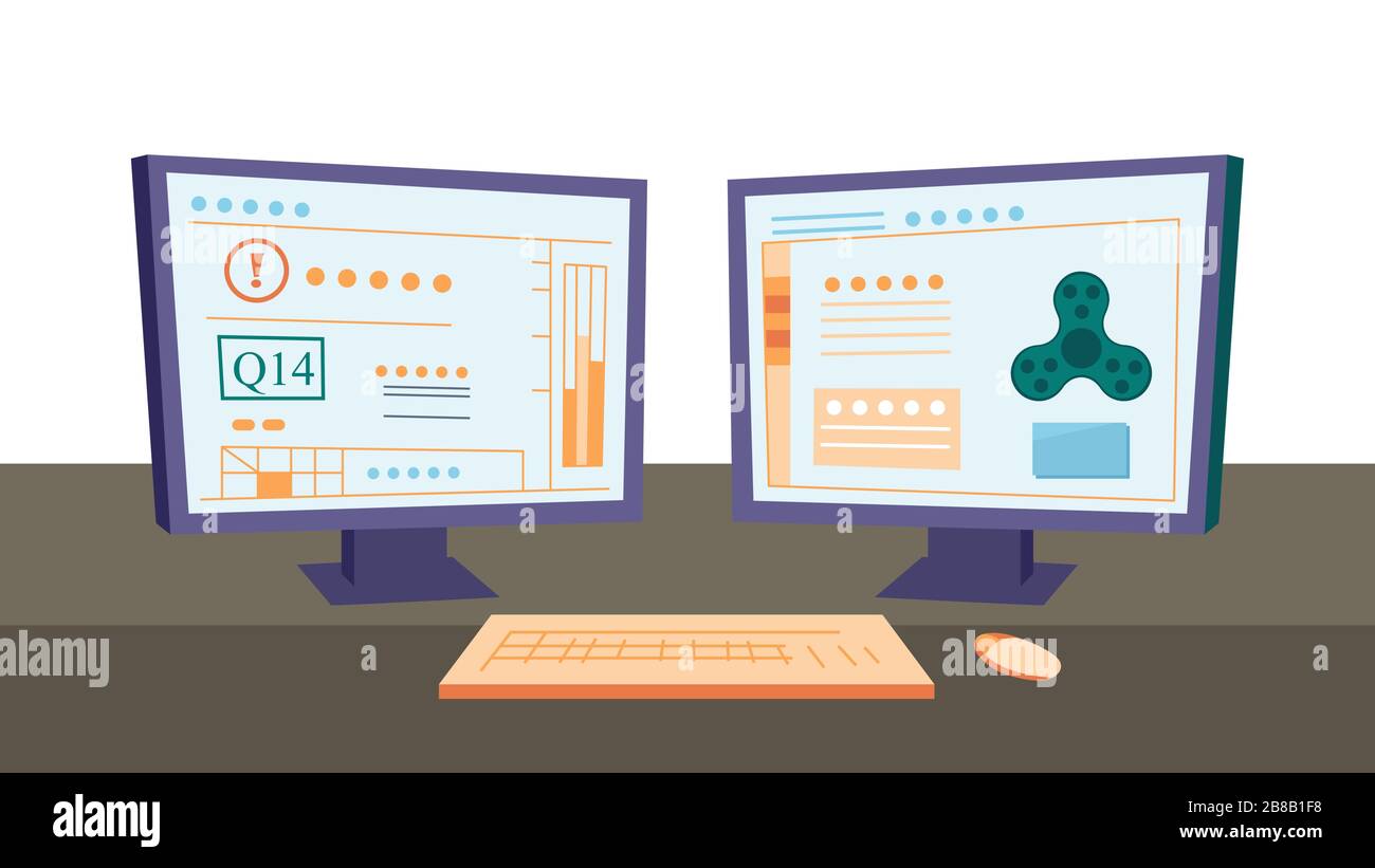 drone control panel, two monitor illustration vector Stock Vector Image ...