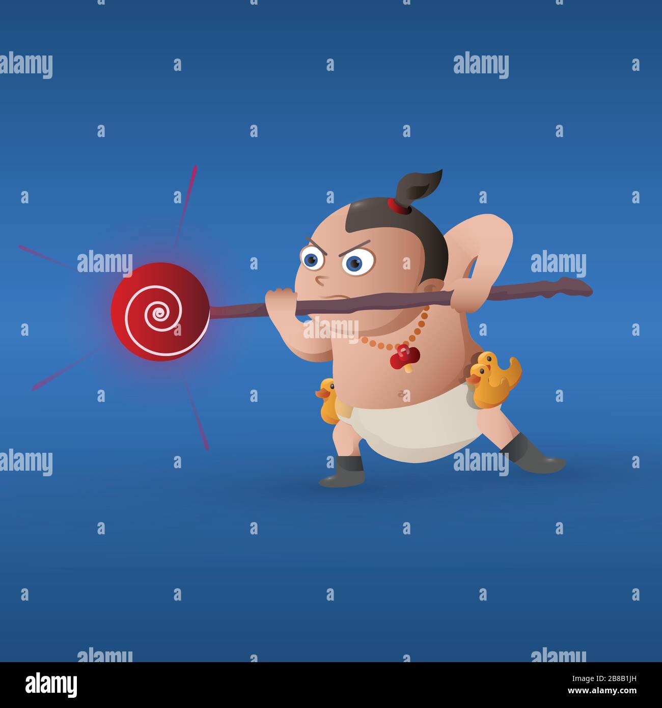 Cartoon baby shaman man character with gun vector Stock Vector Image ...