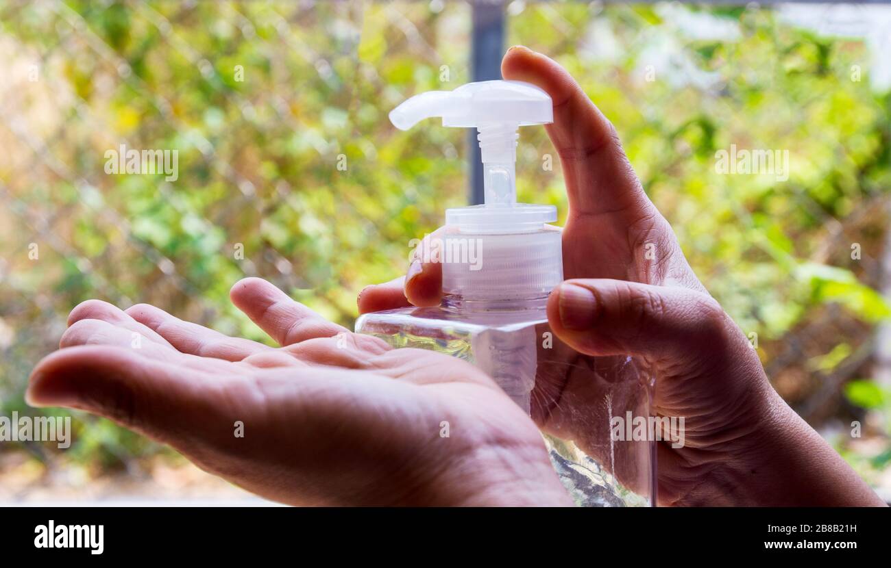 Hand washing with alcohol gel to eliminate bacteria and viruses, Hand ...