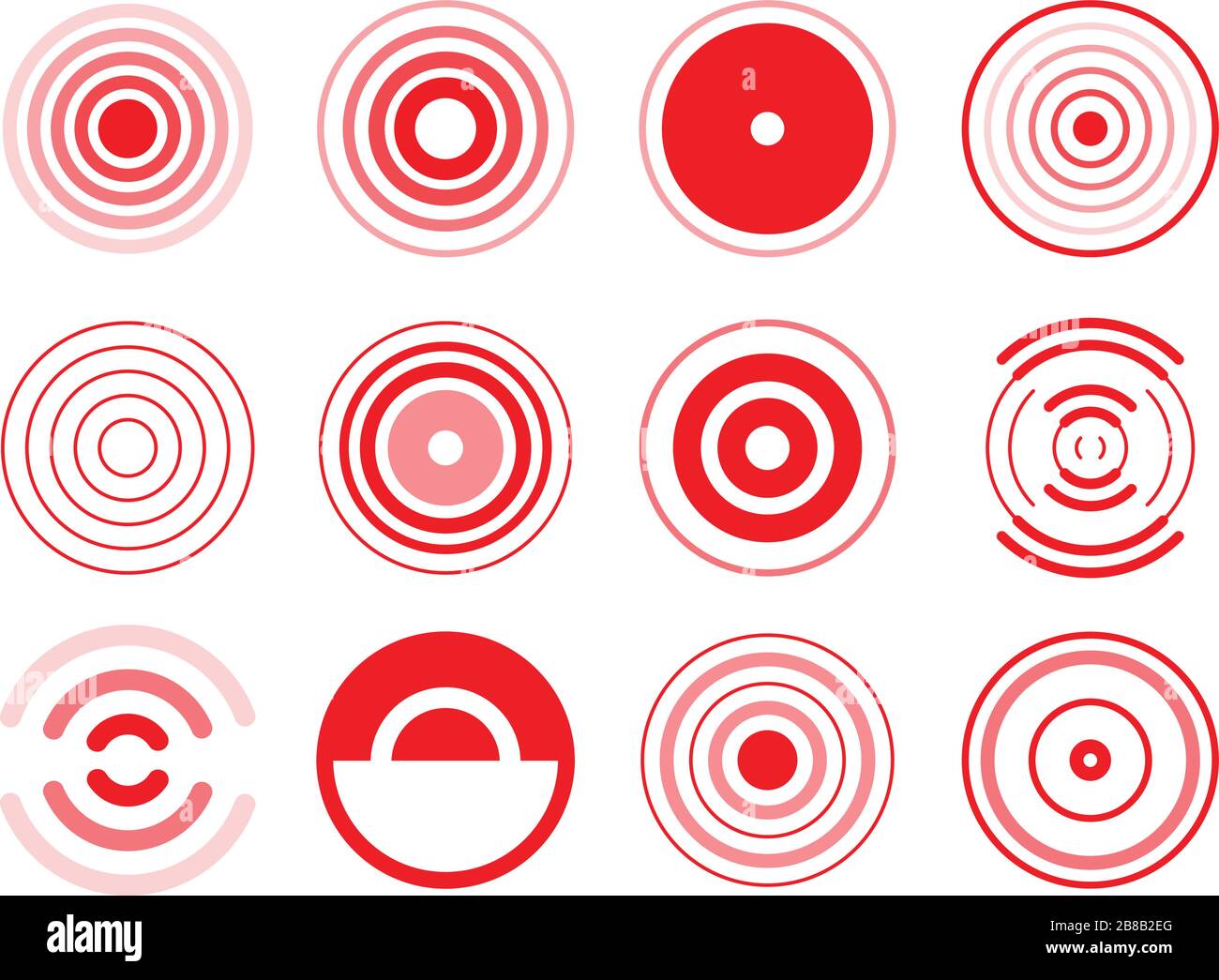 Set of assorted round logos of red and pink colors Stock Vector Image ...