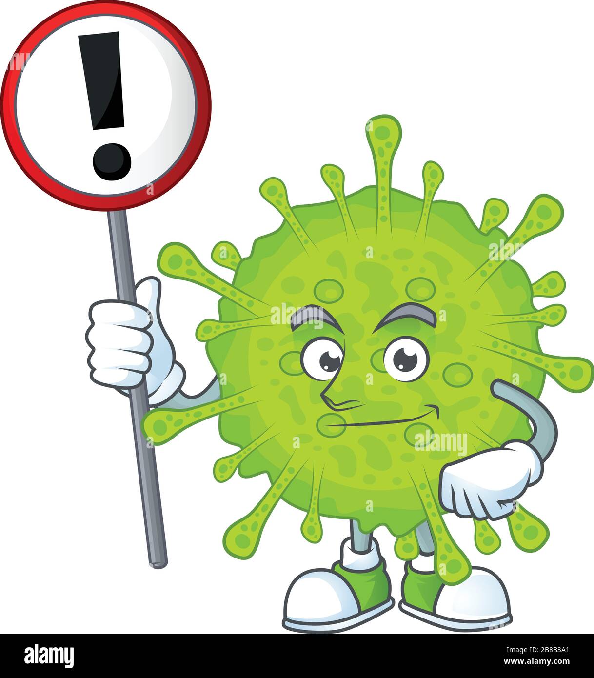 Smiling cartoon design of orthocoronavirinae with a sign Stock Vector ...