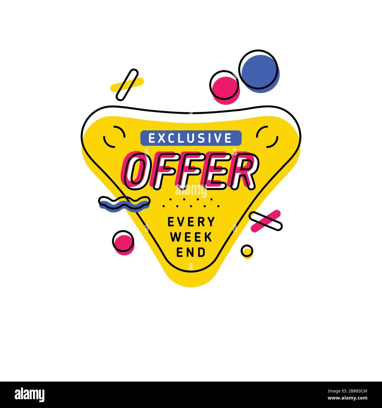 Bright geometric figures decorating vivid yellow banner with every ...