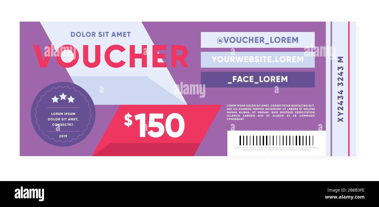 Design of stylish gift voucher with generous 150$ value on purchases in ...