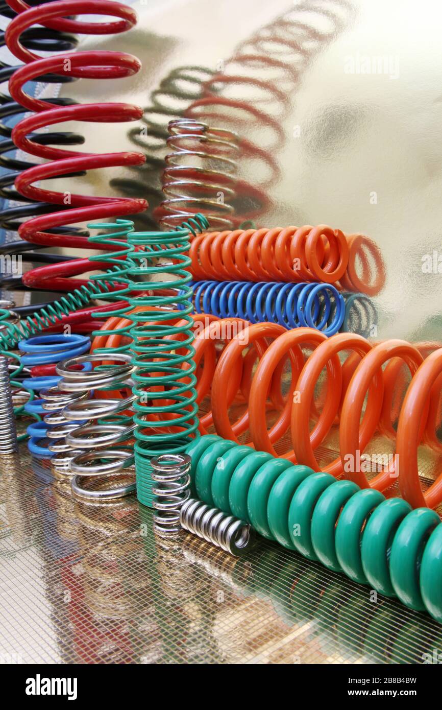 new metal springs texture background Stock Photo - Alamy