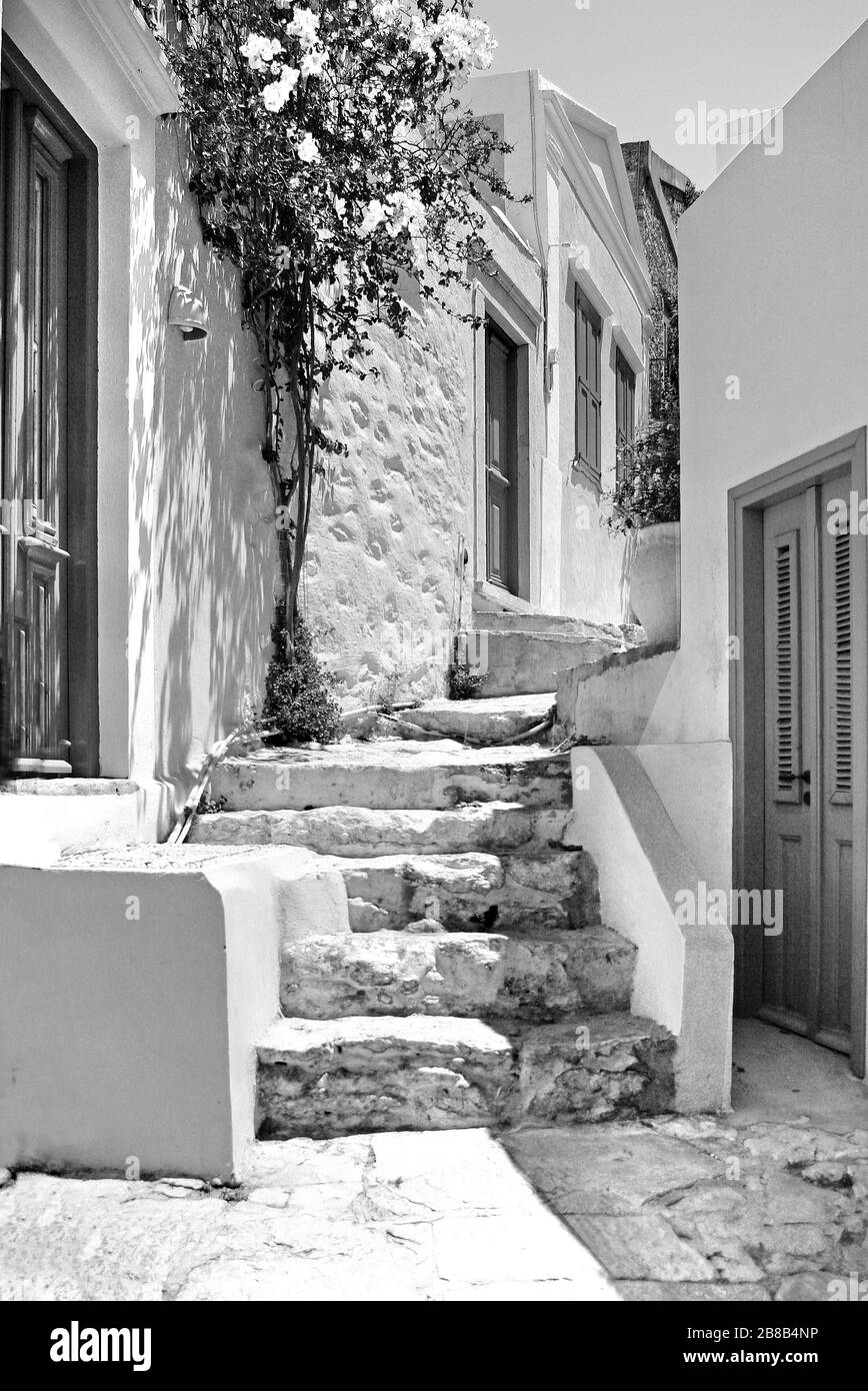 Quaint Greek village steps Stock Photo - Alamy