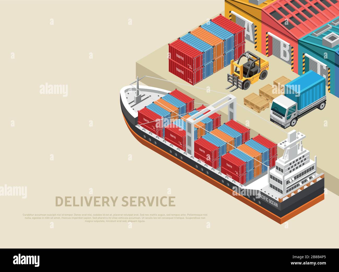 Ship loaded with containers Stock Vector Images - Alamy