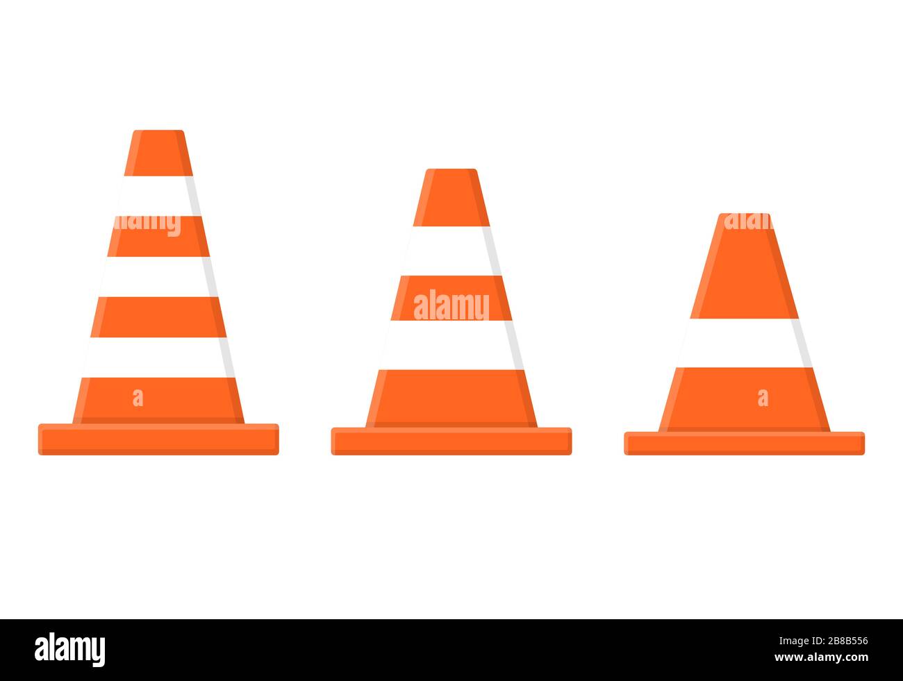 Set of traffic cones isolated on white background. Cartoon style ...