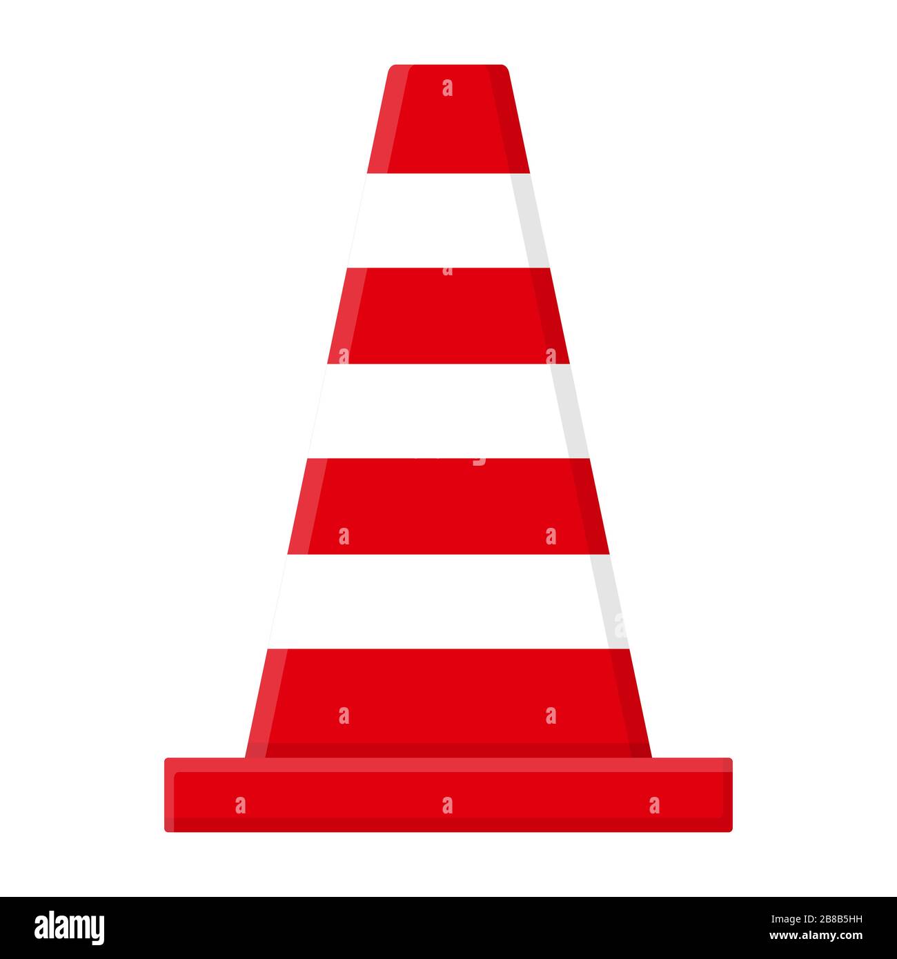 Red traffic cone isolated on white background. Cartoon style. Vector ...