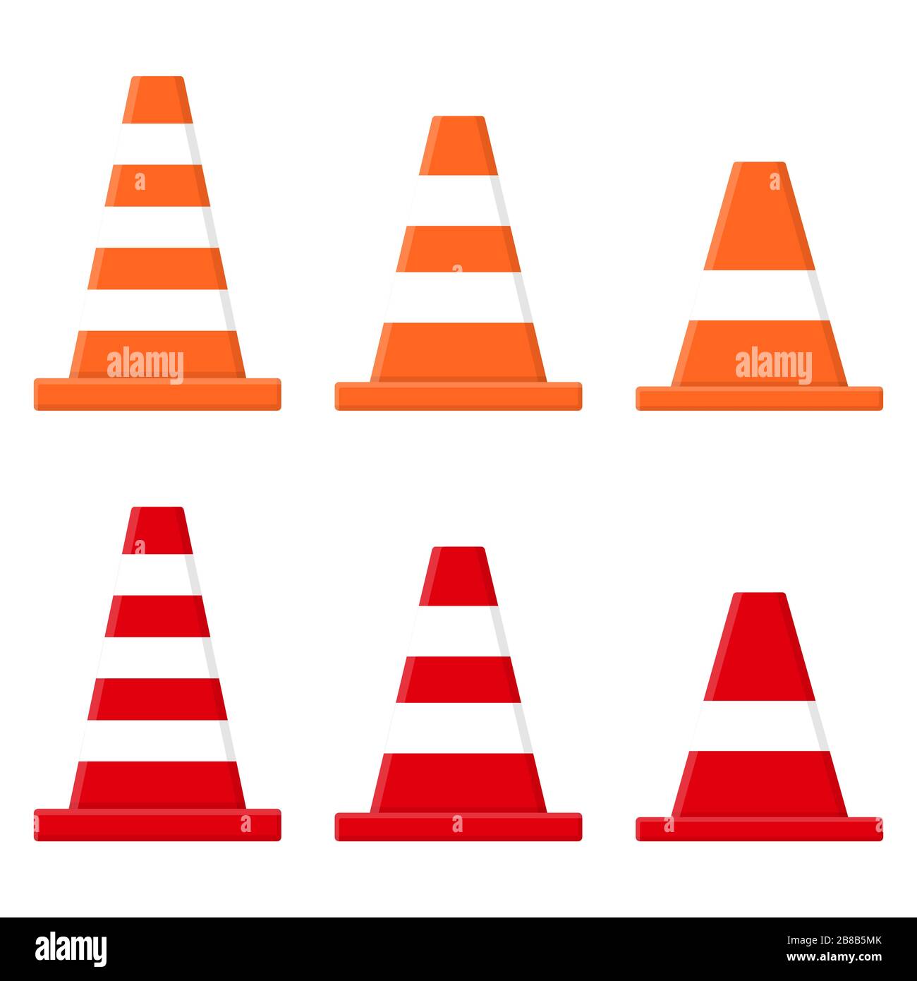 Set of traffic cones isolated on white background. Cartoon style ...