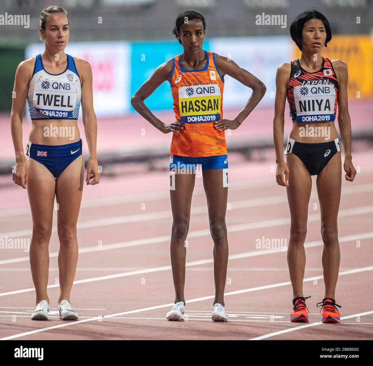 DOHA - QATAR - SEP 28: Stephanie Twell (GBR) Sifan Hassan (NED) Hitomi ...