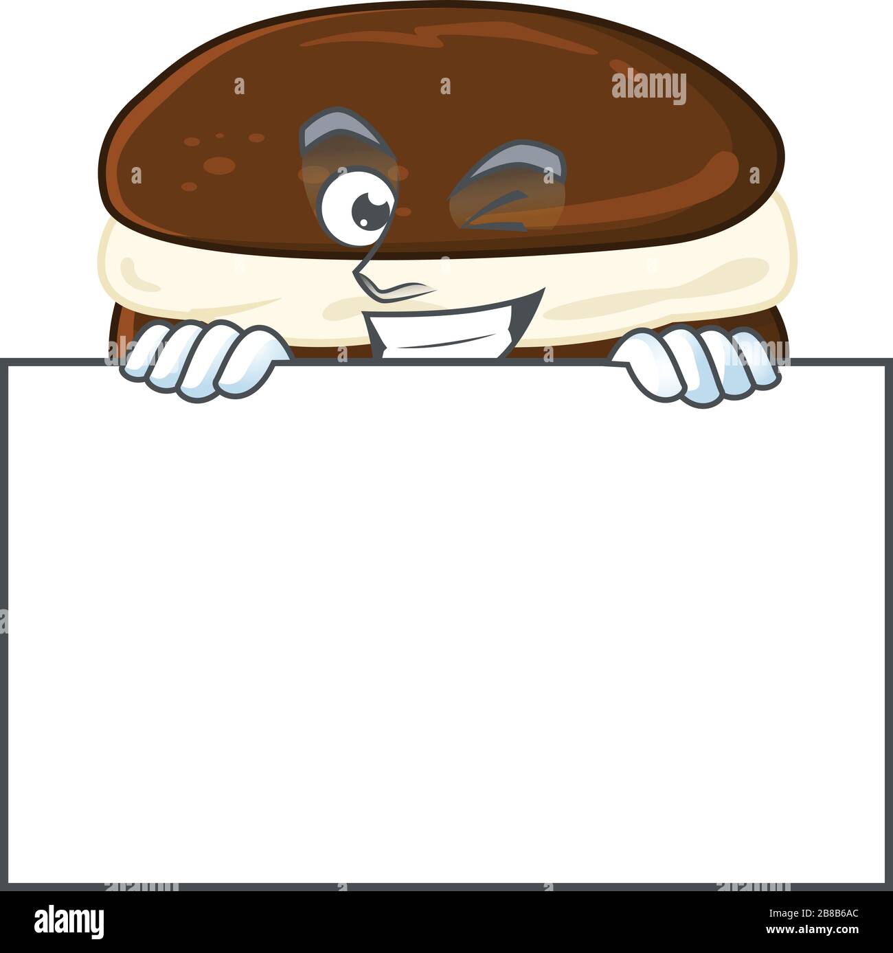 Cheerful whoopie pies cartoon character has a board Stock Vector Image ...