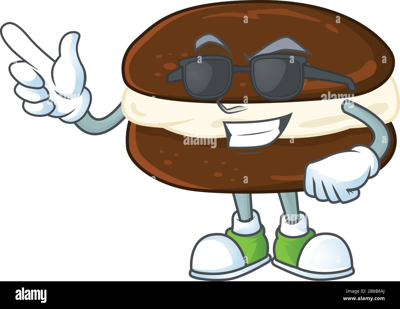 Cute whoopie pies cartoon character design style with black glasses ...