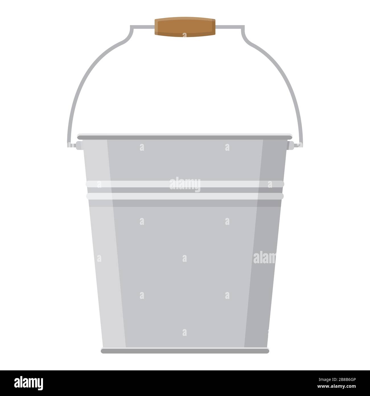 Tin metal iron bucket empty or with water for gardening isolated on ...