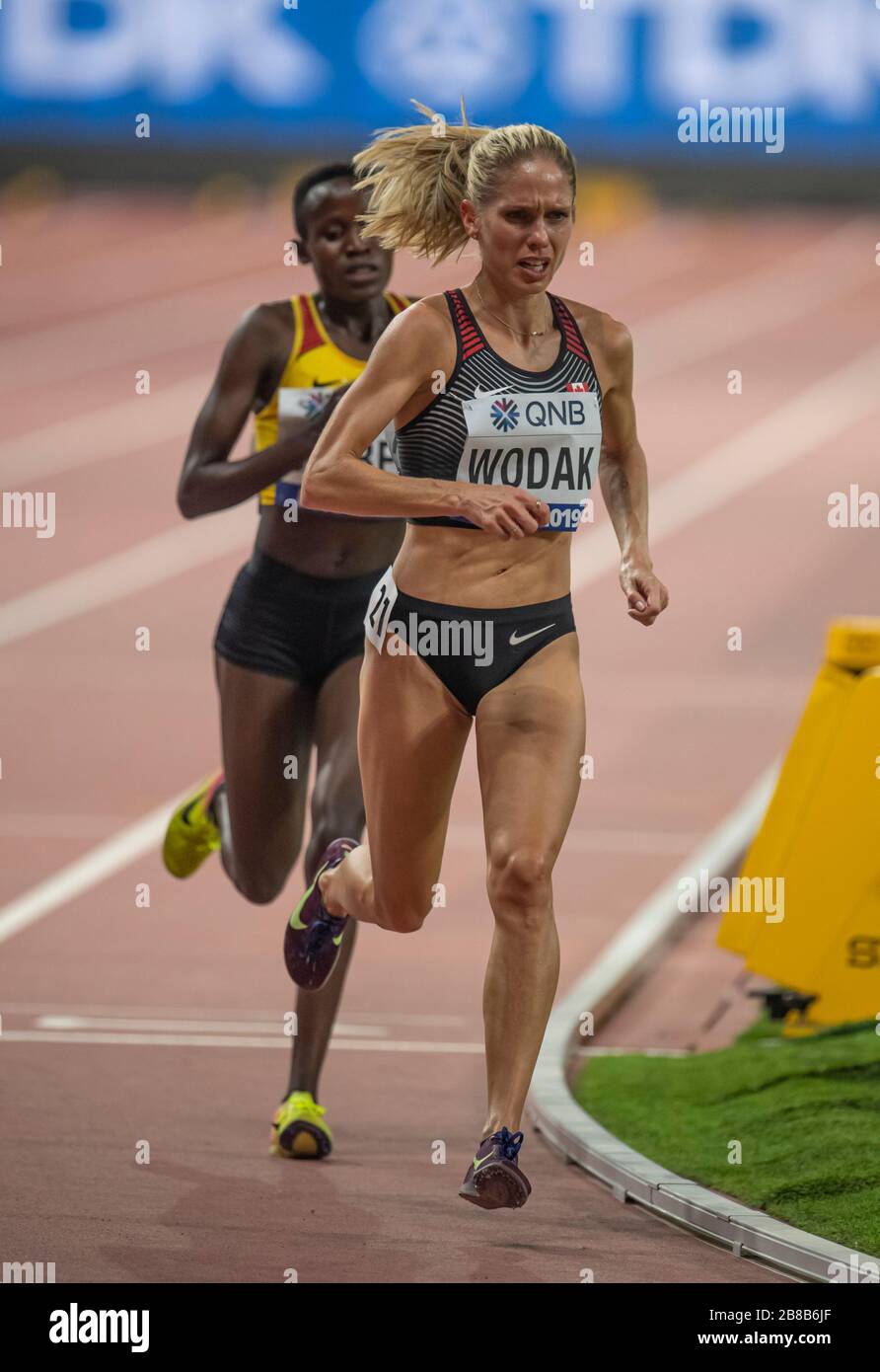 DOHA - QATAR - SEP 28: Natasha Wodak (CAN) competing in the Women's 10 ...