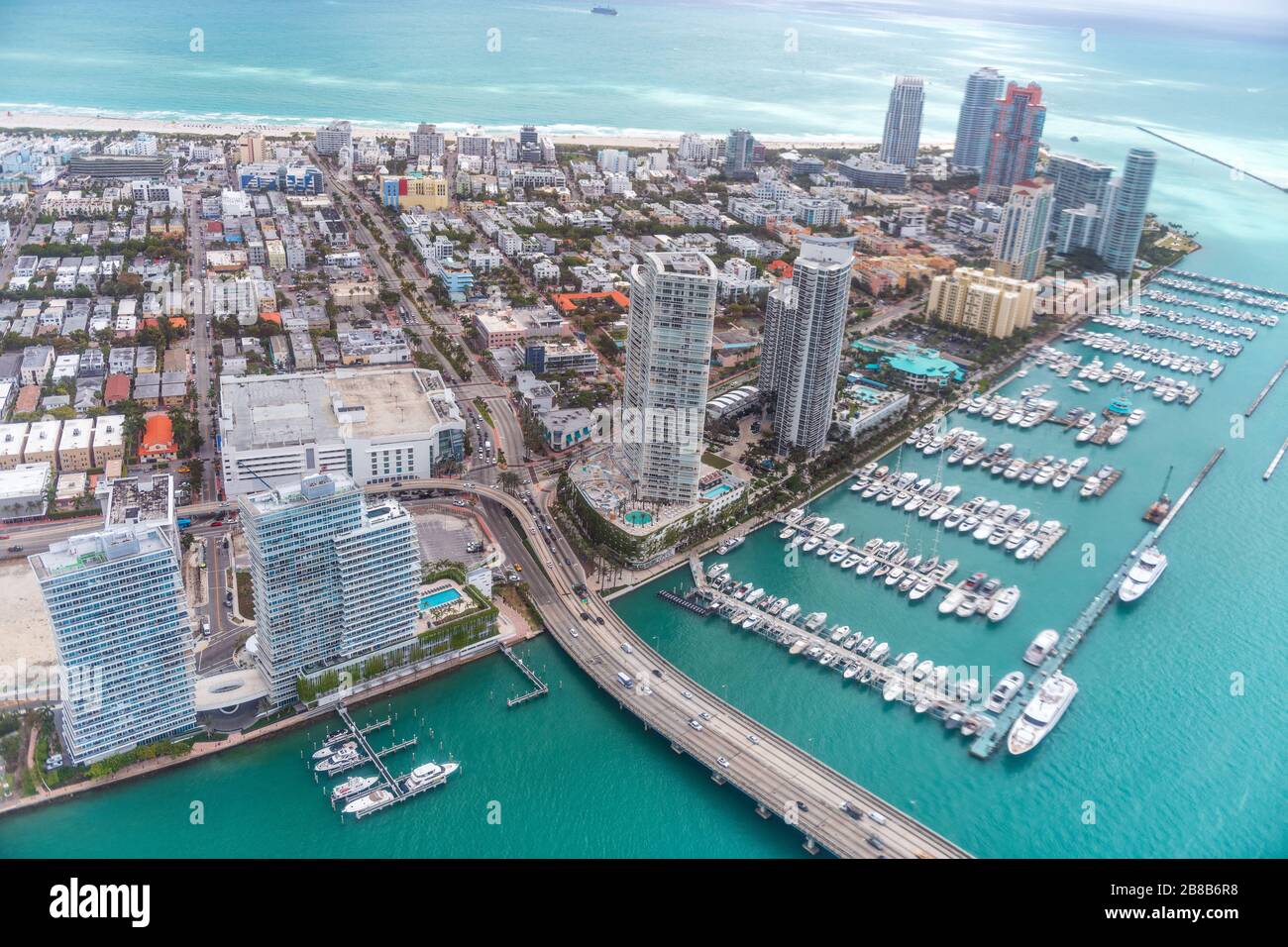 Miami Canal, MacArthur Causeway and South Pointe Park, view from ...