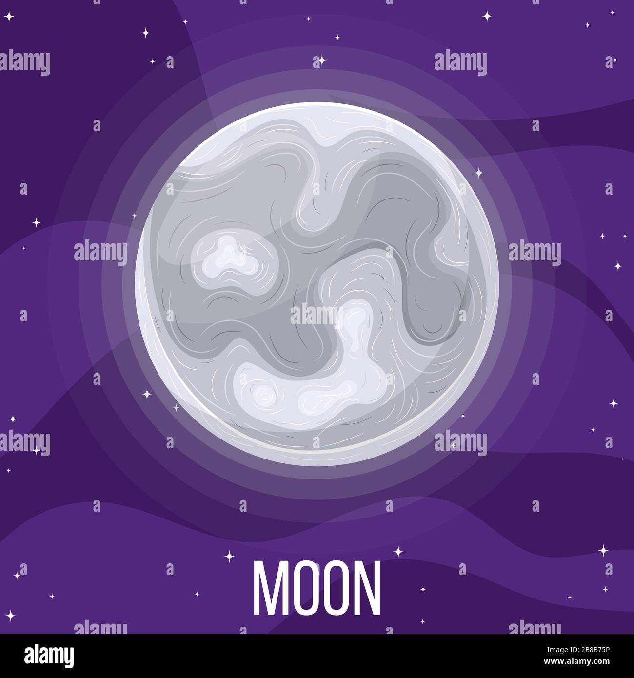 Moon in space. Colorful universe with Moon. Cartoon style vector ...