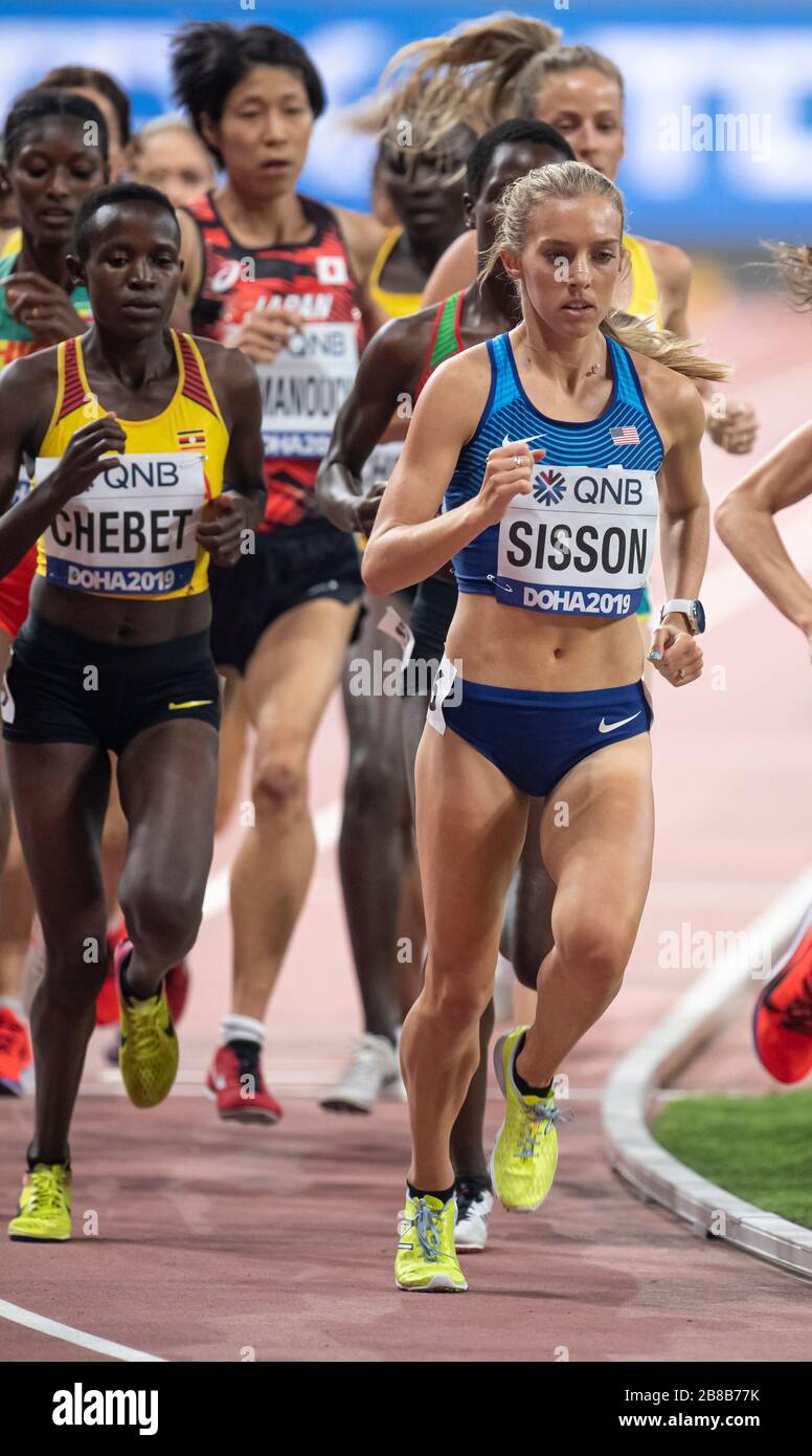DOHA - QATAR - SEP 28: Emily Sisson (USA) competing in the Women's 10 ...