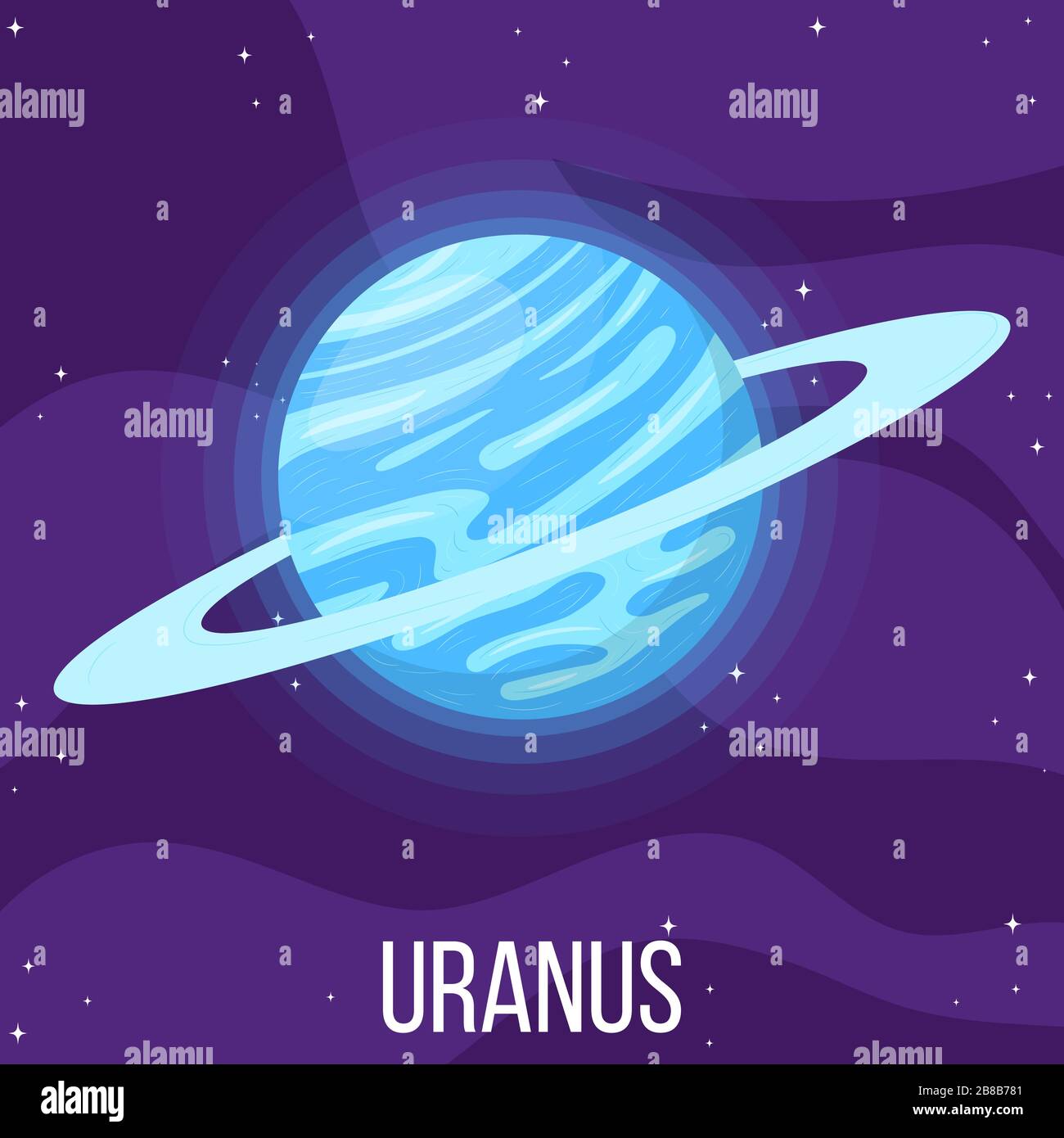 Uranus planet in space. Colorful universe with Uranus. Cartoon style ...